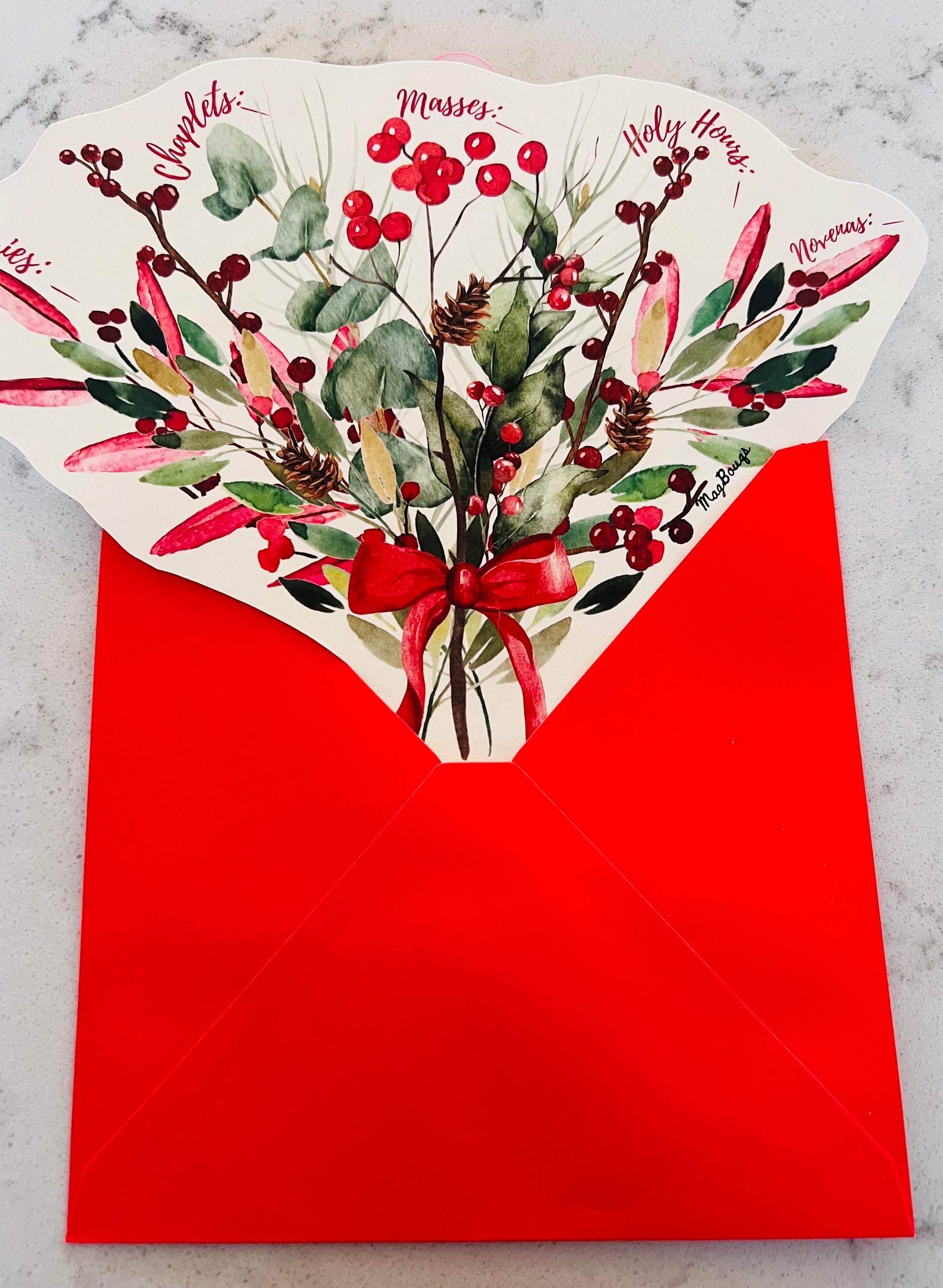 Spiritual Bouquet Catholic Prayer Card Christmas Edition Etsy