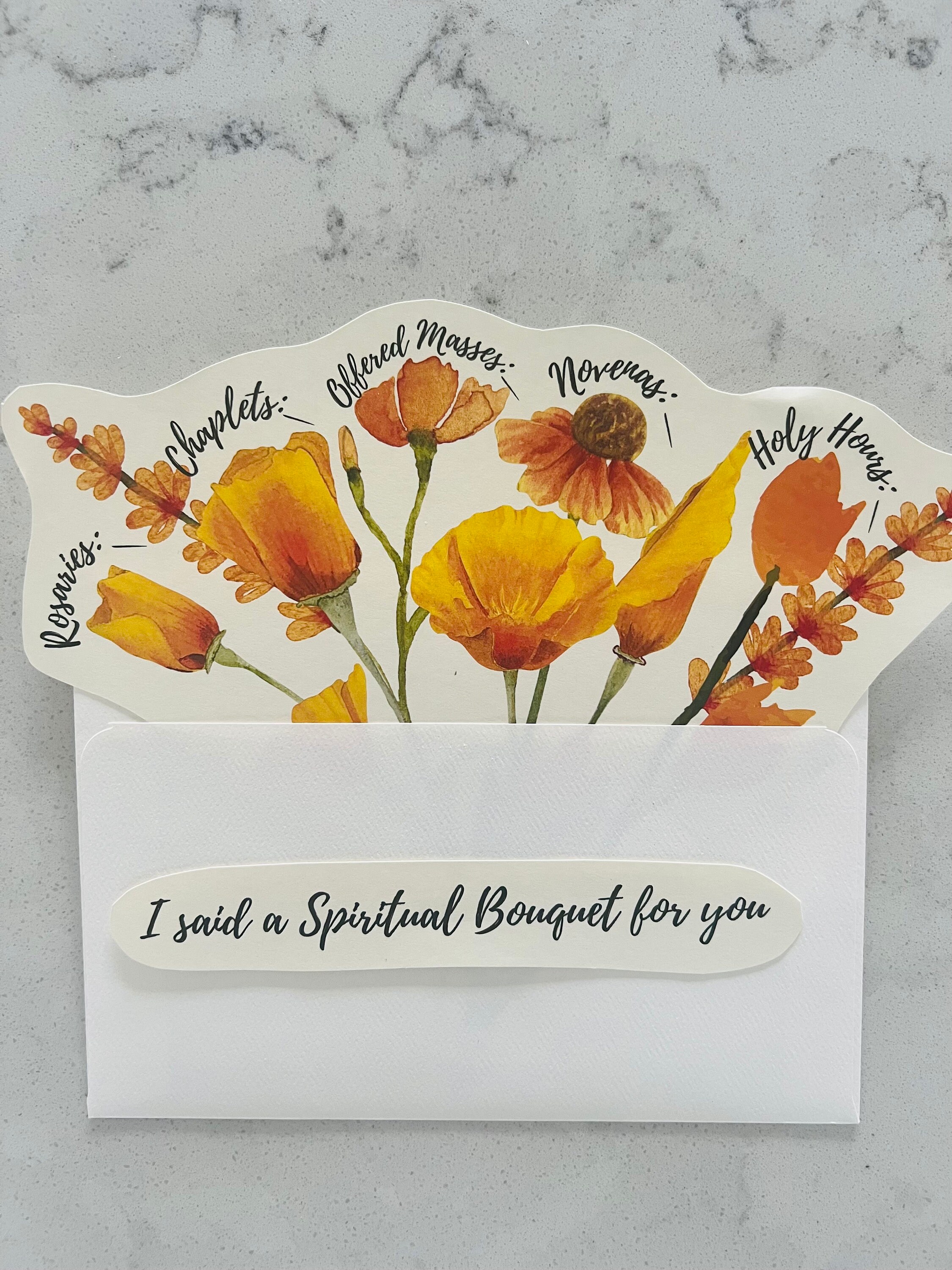 Spiritual Bouquet - Catholic Prayer Card Orange - Etsy