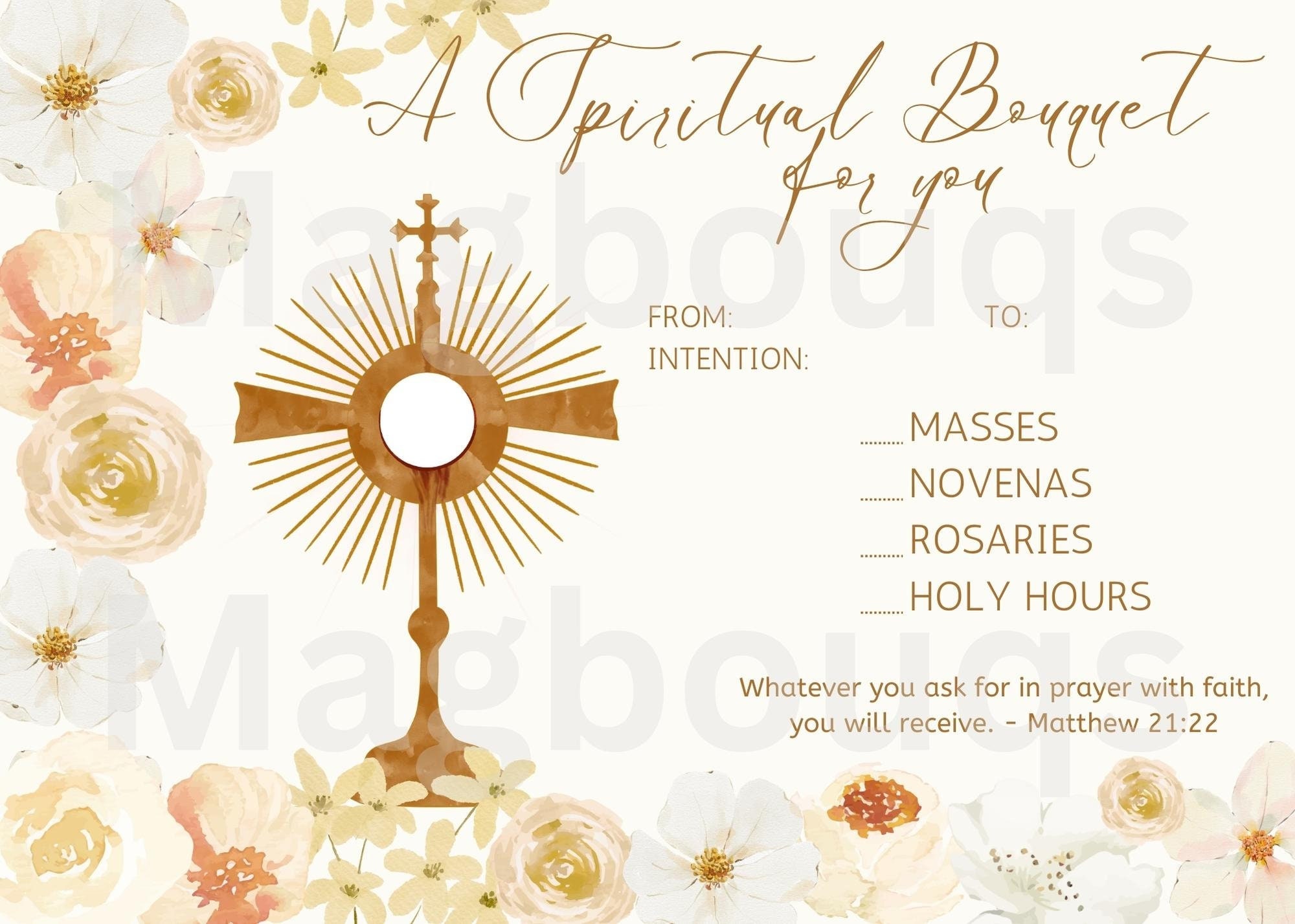 Catholic Prayer Card Printable – Spiritual Bouquet – Adoration Card ...