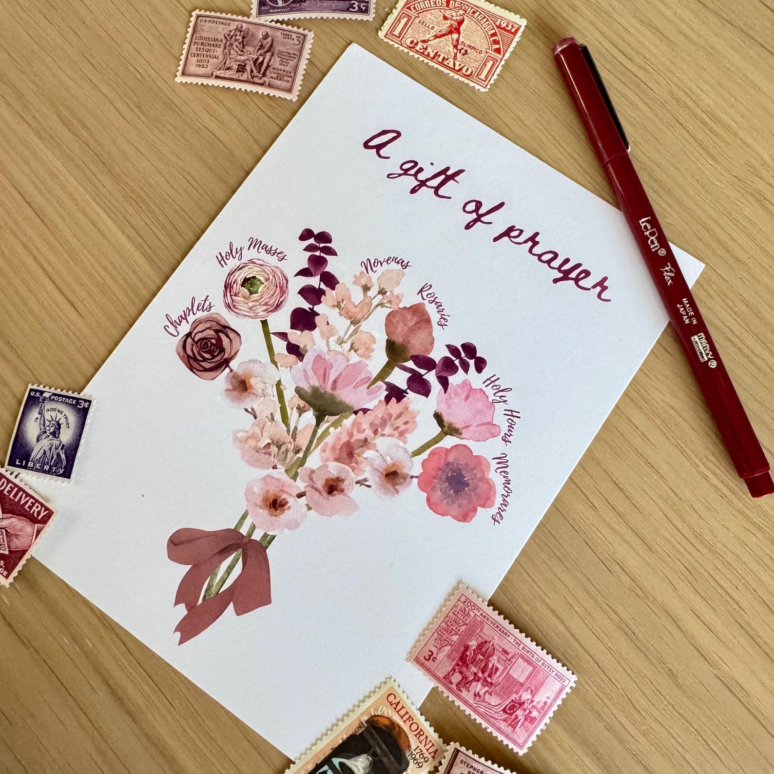 Spiritual Bouquet Prayer Card - Birth, Baptism, Wedding, Mother's Day ...