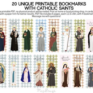 Catholic Saints Bookmarks – Religious Gift, 20 Saints (digital Download ...