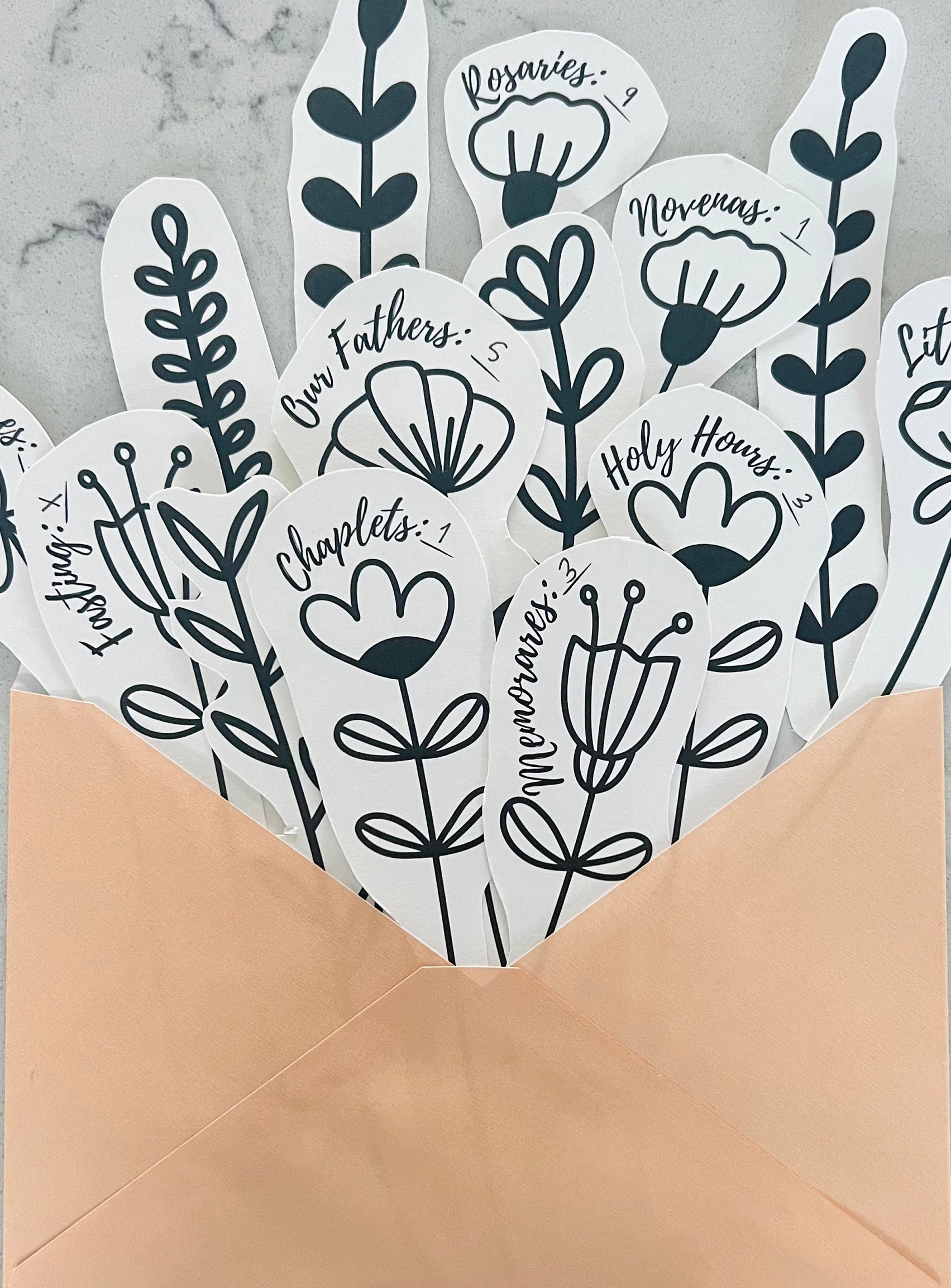 Spiritual Bouquet - Catholic Prayer Card B&W - Etsy