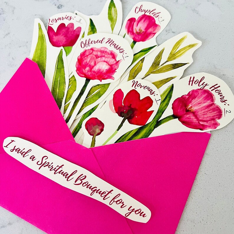 Spiritual Bouquet - Catholic Prayer Card Pink - Etsy