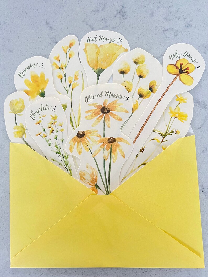 Spiritual Bouquet Catholic Prayer Card Yellow - Etsy