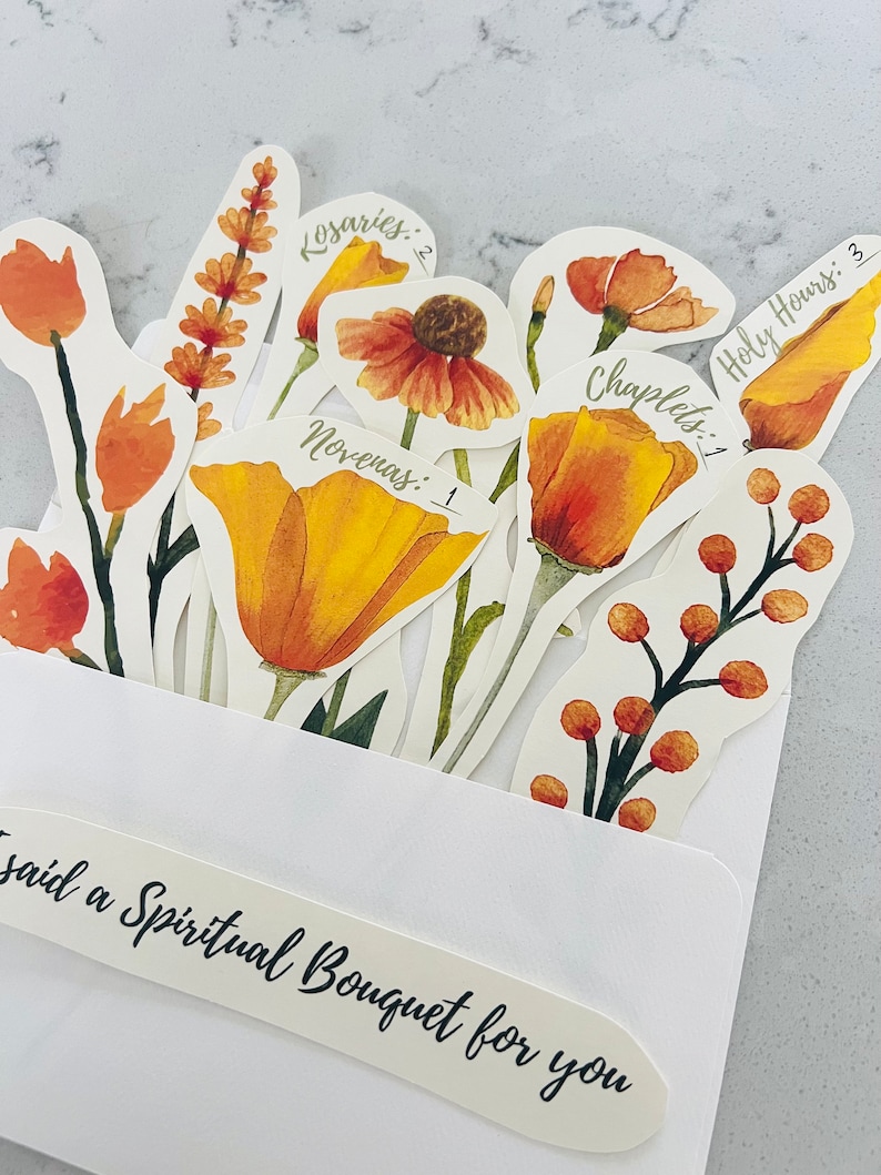 Spiritual Bouquet - Catholic Prayer Card Orange - Etsy