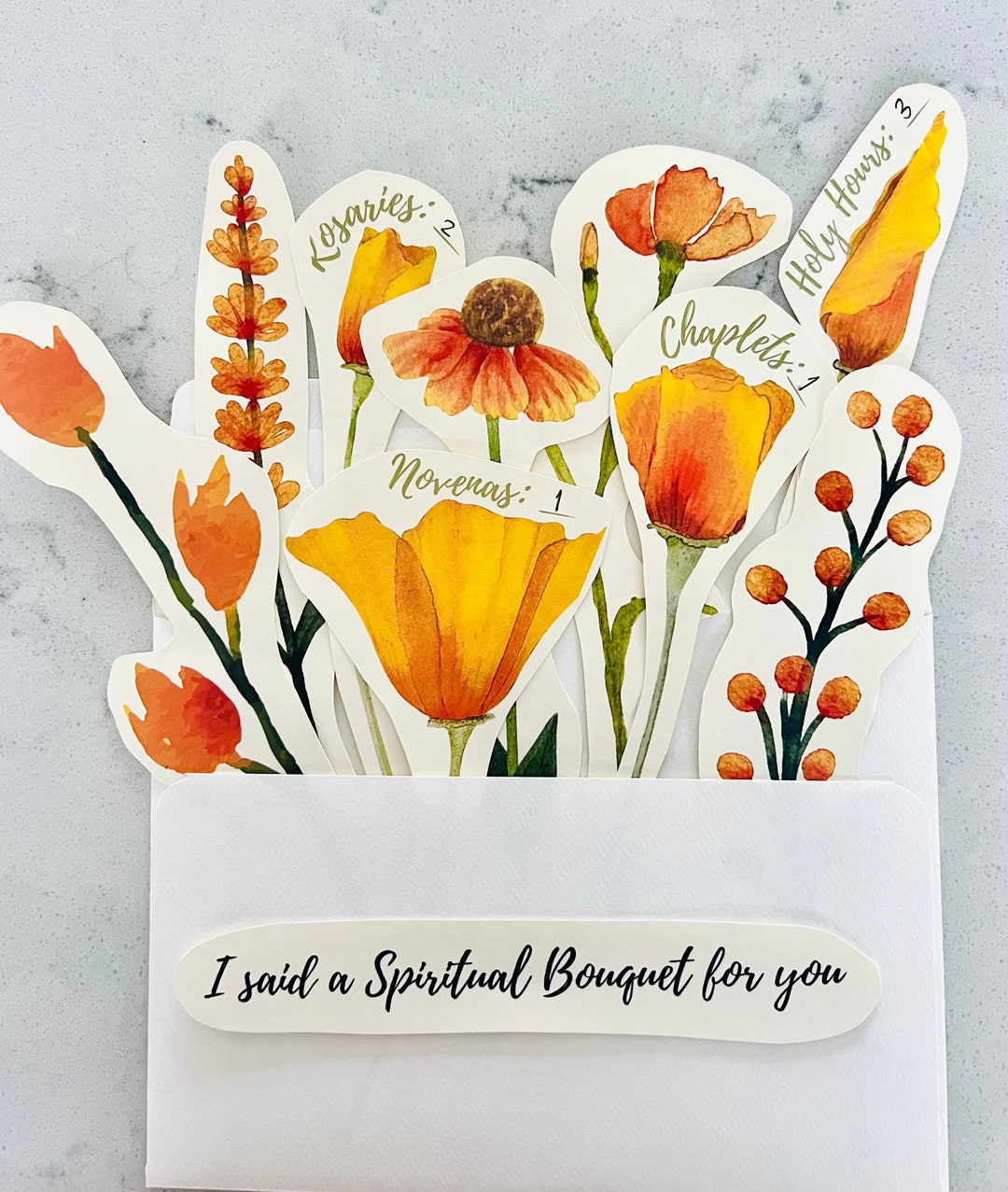 Spiritual Bouquet Catholic Prayer Card Orange - Etsy