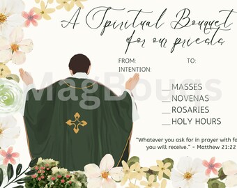 Custom Priest Spiritual Bouquet Printable Card / Catholic Gift / Prayer ...