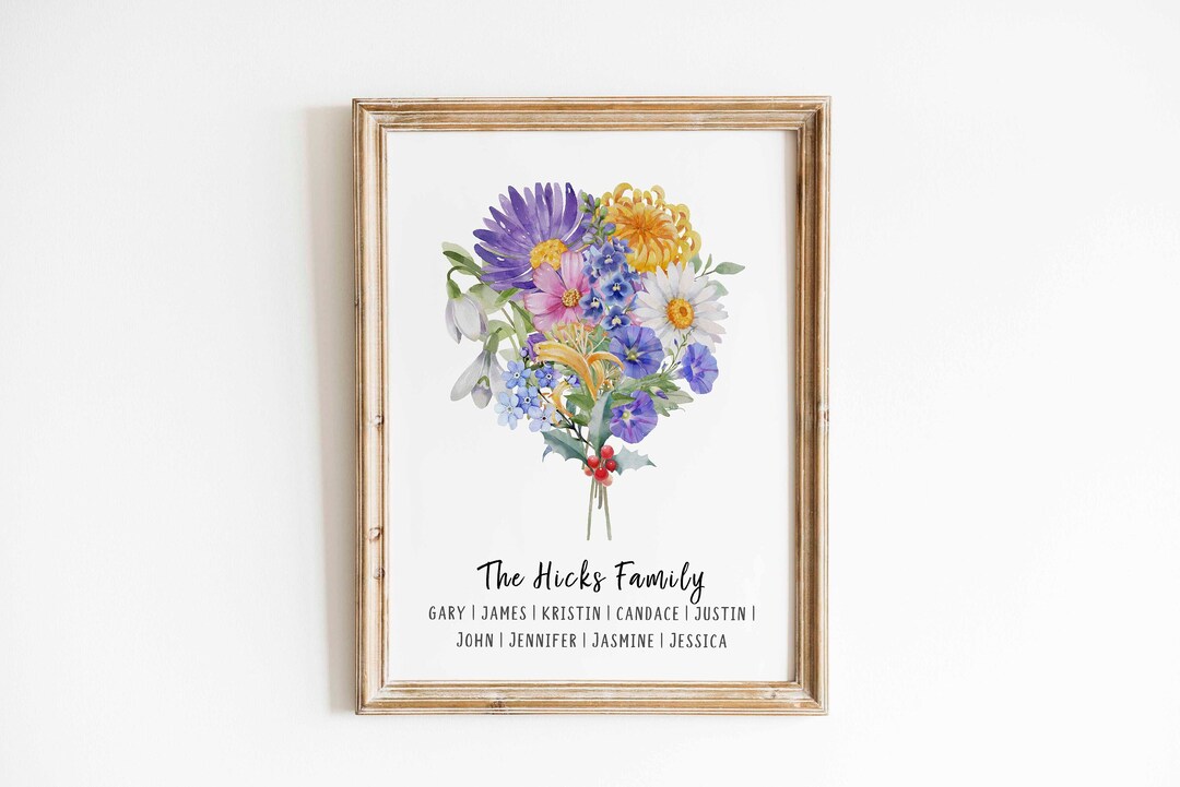 Custom Birth Flower Family Bouquet Personalized Christmas Gift ...