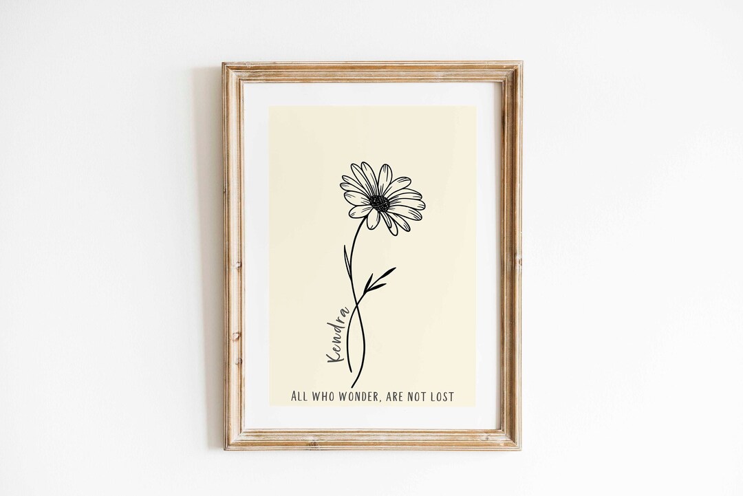 Custom Birth Month Flower Print One Line Drawing Birth Flower Picture ...