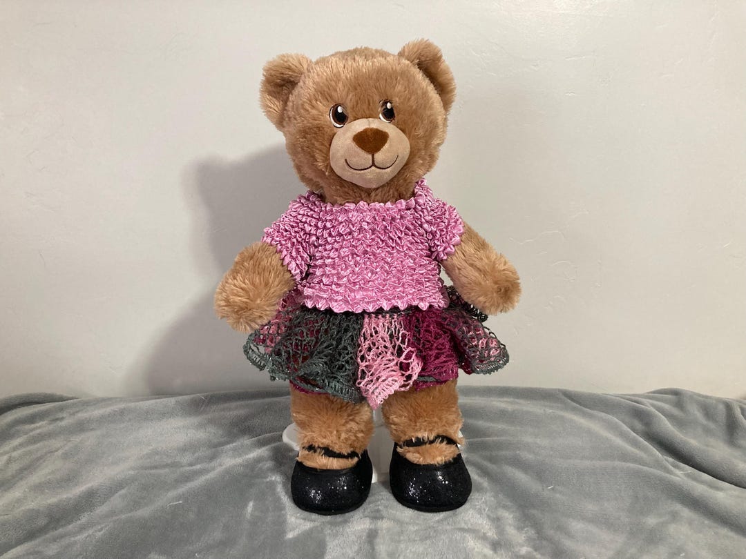 Crocheted Pink and Gray Tutu Skirt for Build a Bears, Stuffed Animals ...