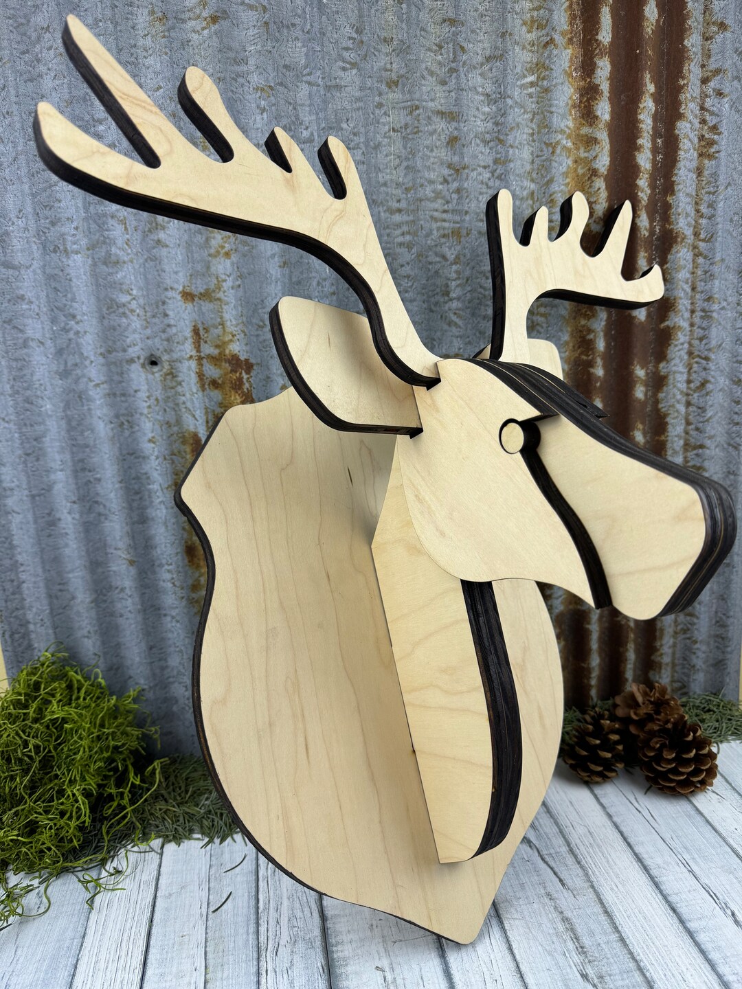 Deer Mount 1/2" Thick , DIY, Kit, Whimsical, Primitive, Holiday, Winter ...