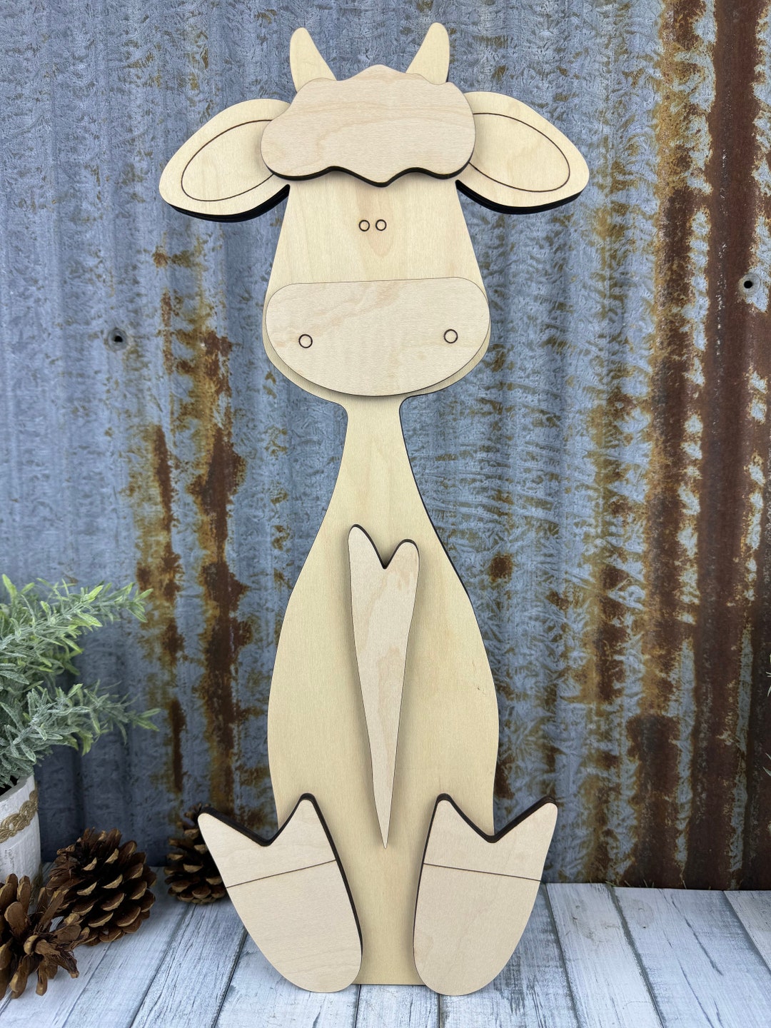 Primitive Cow 1/2" Thick - DIY - Kit - Whimsical - Holiday - Cow - Etsy