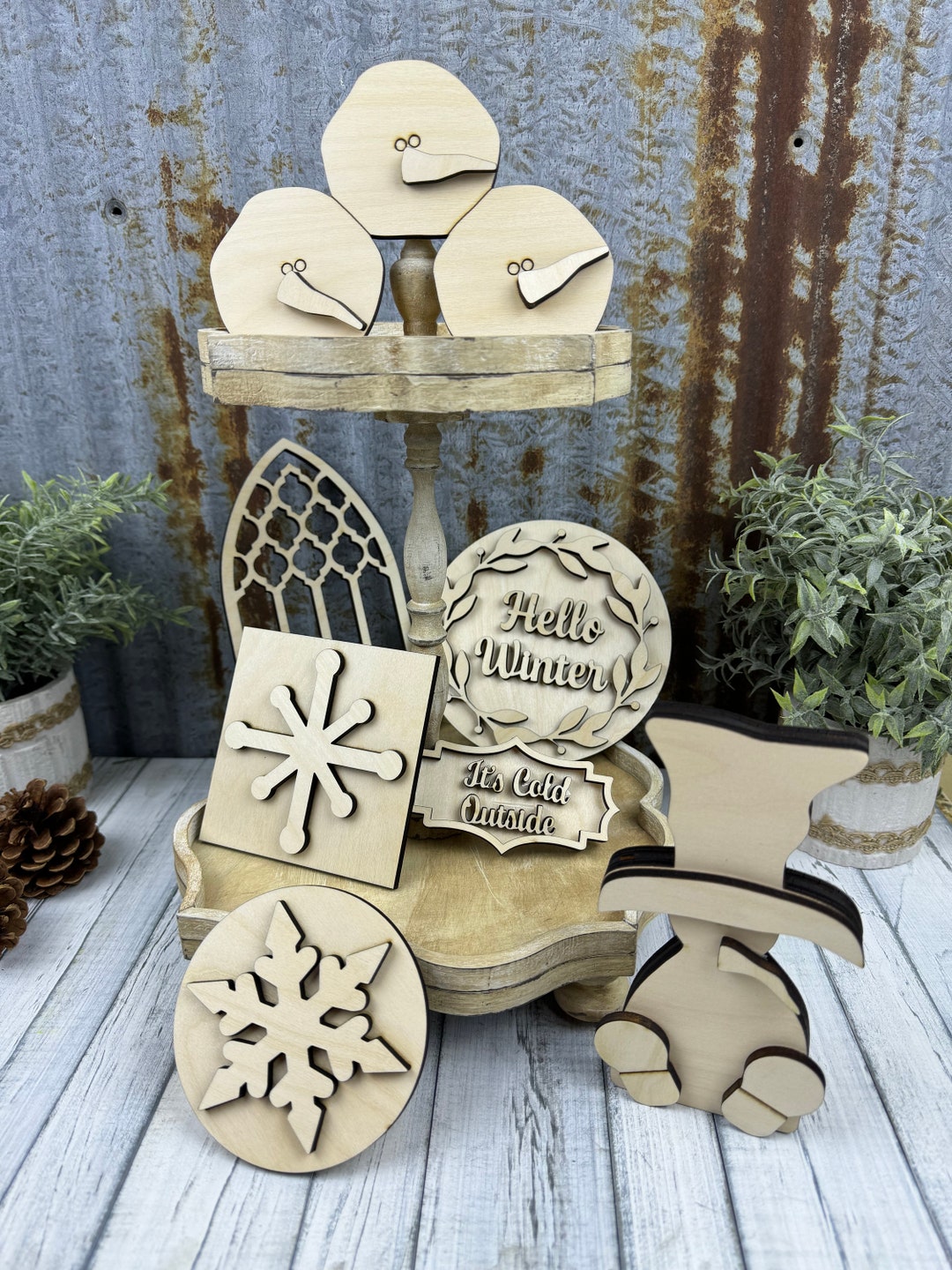 Winter Teared Tray Kit - Snowflake - Snowman - Snowball - Wreath - DIY ...