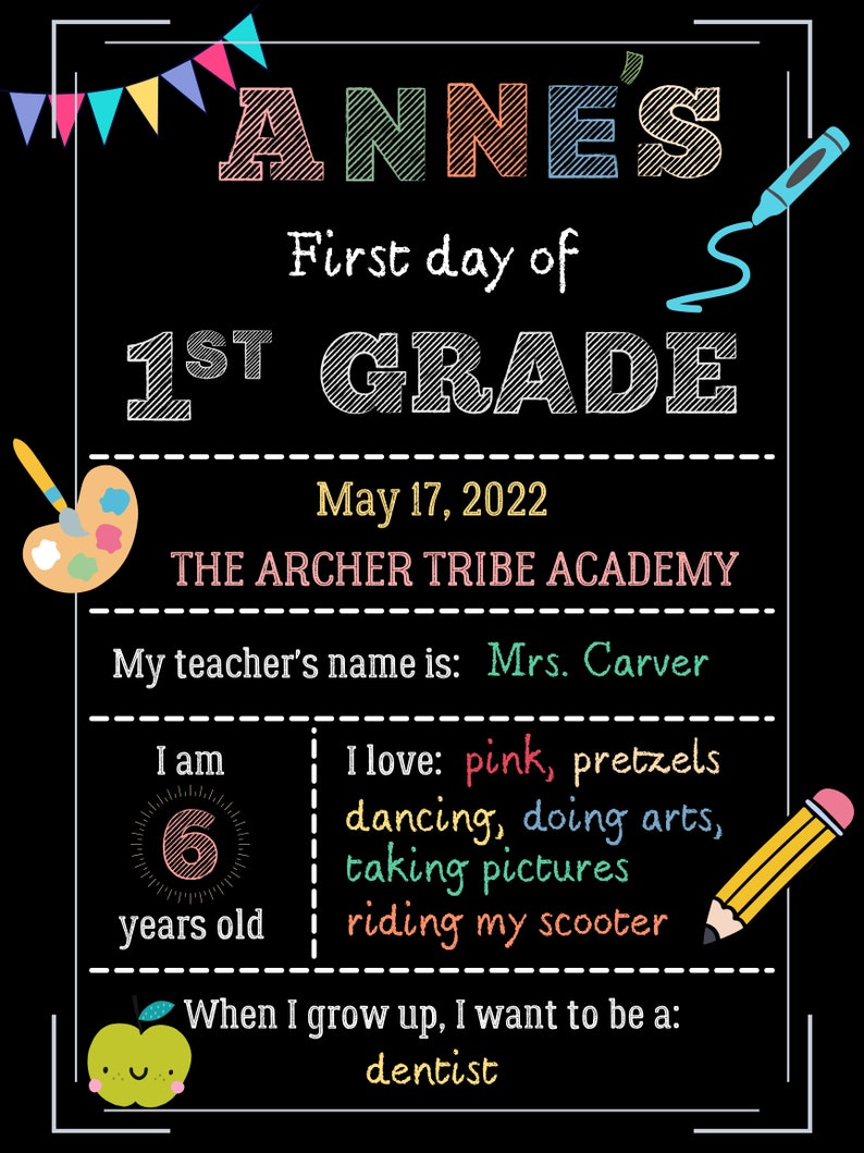 First Day of School Template, First Day of School, Instant Download ...