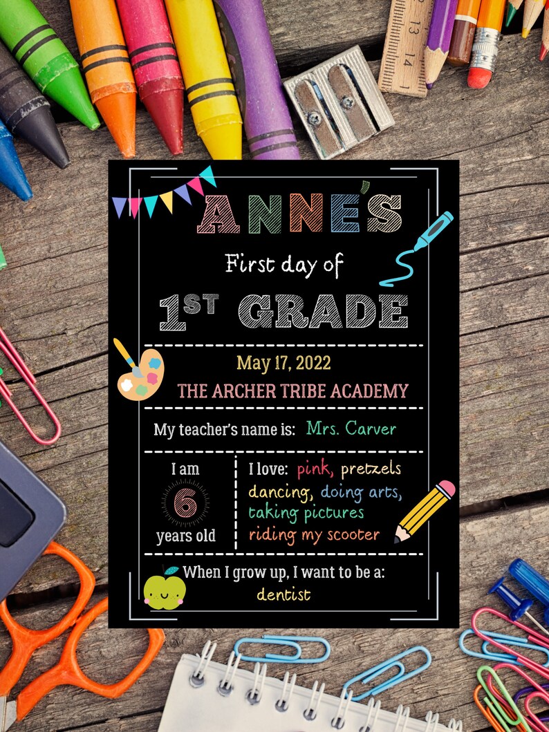 First Day of School Template, First Day of School, Instant Download ...