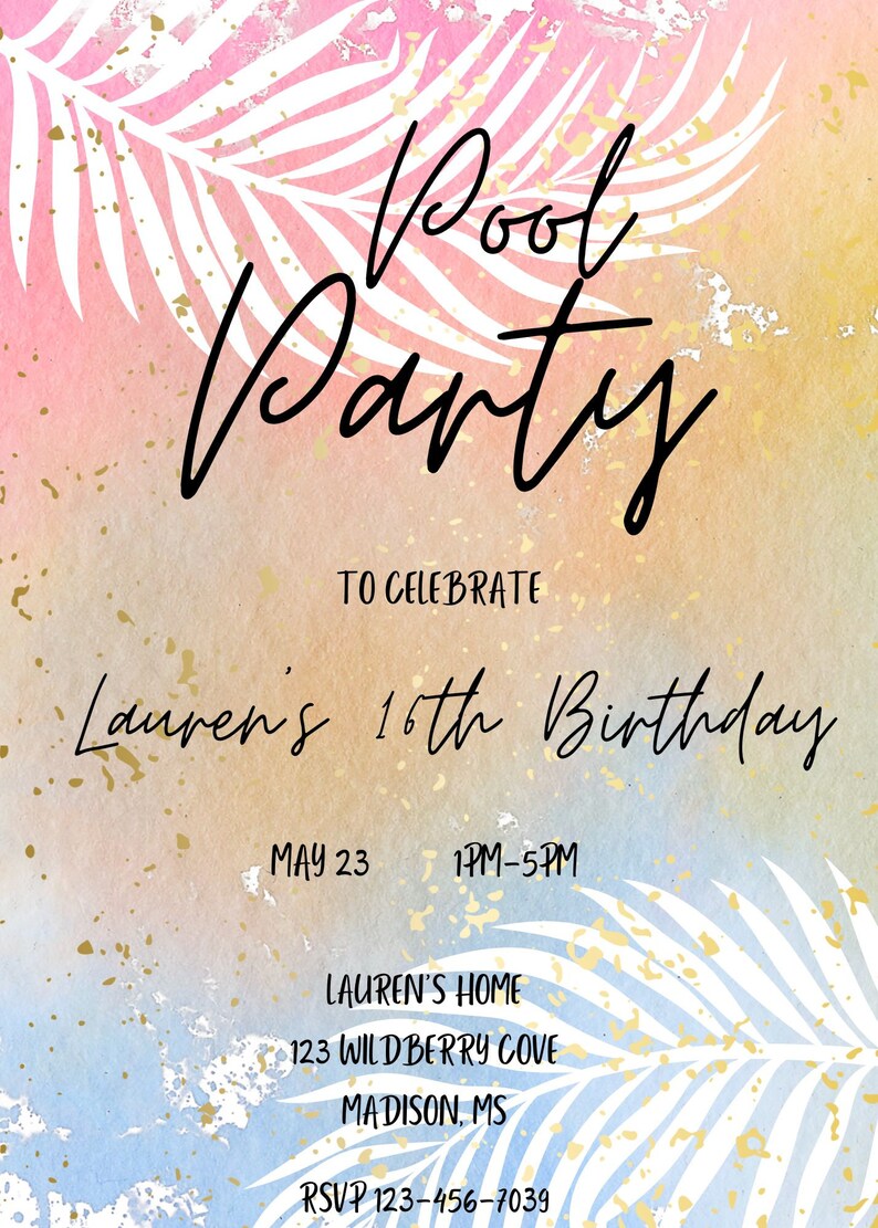 Pool Party, Pool Party Invitation, Instant Download, Customizable ...