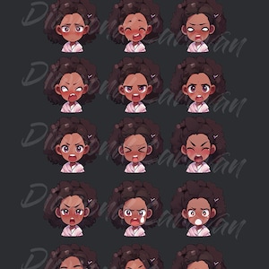 Cute Chibi Afro Girl Twitch Emotes | Black, African American, Afro ...