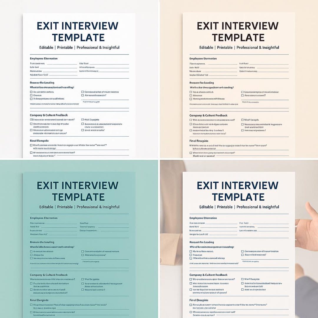 Exit Interview Template | Editable HR Form | Printable Employee ...