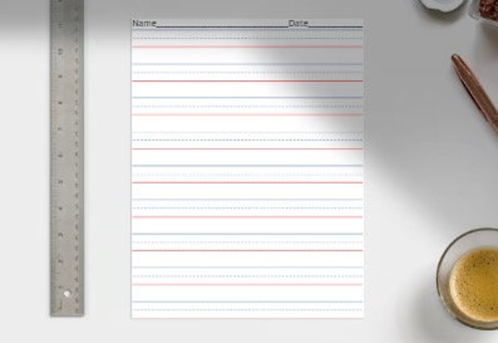 Learning How to Write/ Kindergarten Blue and Red Lined Paper Template ...