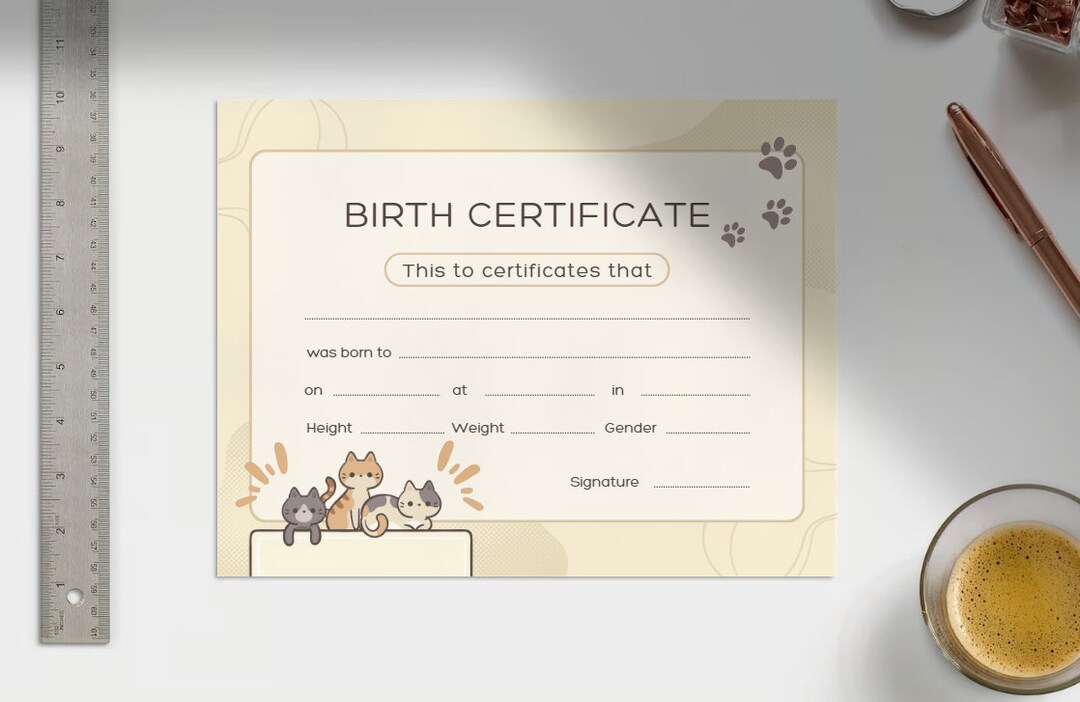 Dog Birth Certificate, Customizable Puppy Birth Record, Dog Lover Gift ...