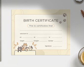 Unique Printable Dog Birth Certificate, Customizable Puppy Birth Record ...