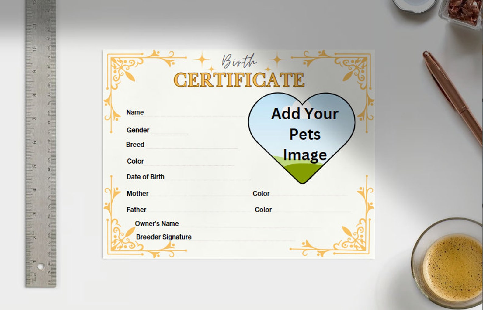 Personalized Animal Birth Certificate / Puppy Birth Announcement Gift ...