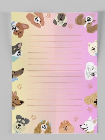 Lined Paper With Adorable Dog Illustrations Note-taking, Printable ...