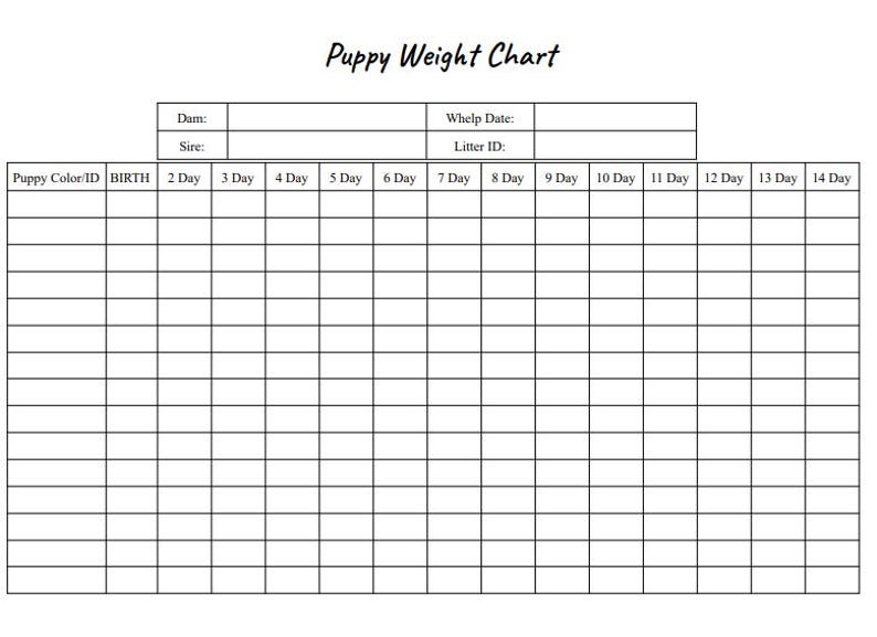 Customizable Puppy Weight Chart for Tracking Your Fur Baby's Growth ...