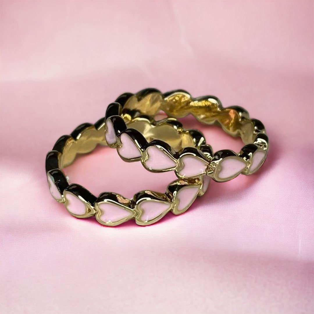 PINK HEART RING | Pink Heart Stone Ring Gold Ring With Details Dainty ...
