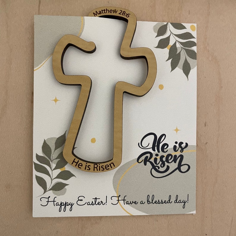 Easter Card With Wooden Bookmark He is Risen Have a Blessed Day - Etsy