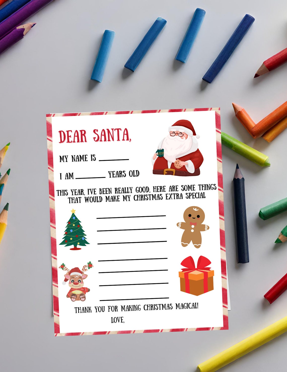 Letter to Santa, Kids Christmas Wishlist, Holiday Gift List, Santa List ...