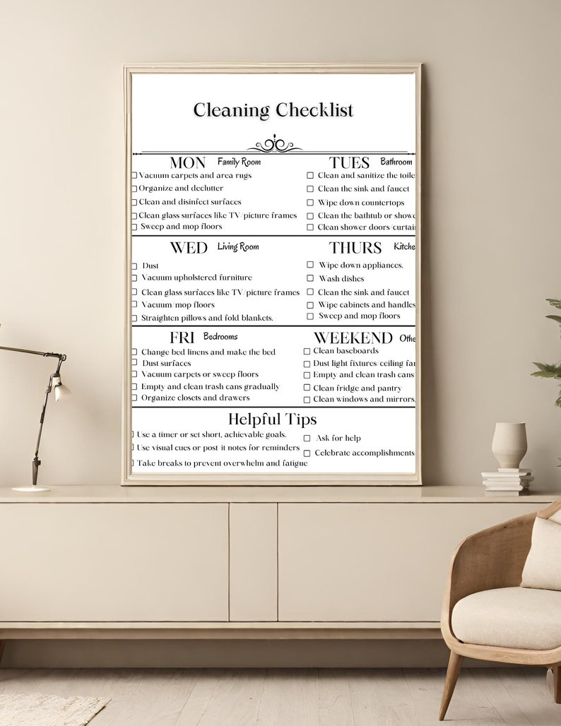 Editable Cleaning Checklist, Cleaning Schedule, ADHD Cleaning Checklist ...