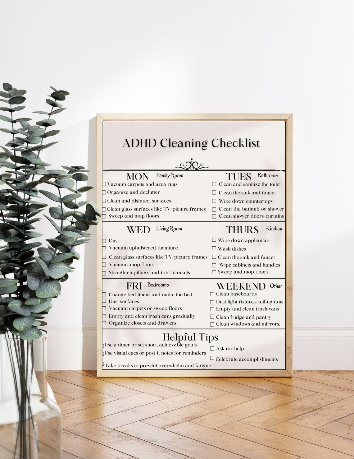 Editable Cleaning Checklist, Cleaning Schedule, ADHD Cleaning Checklist ...
