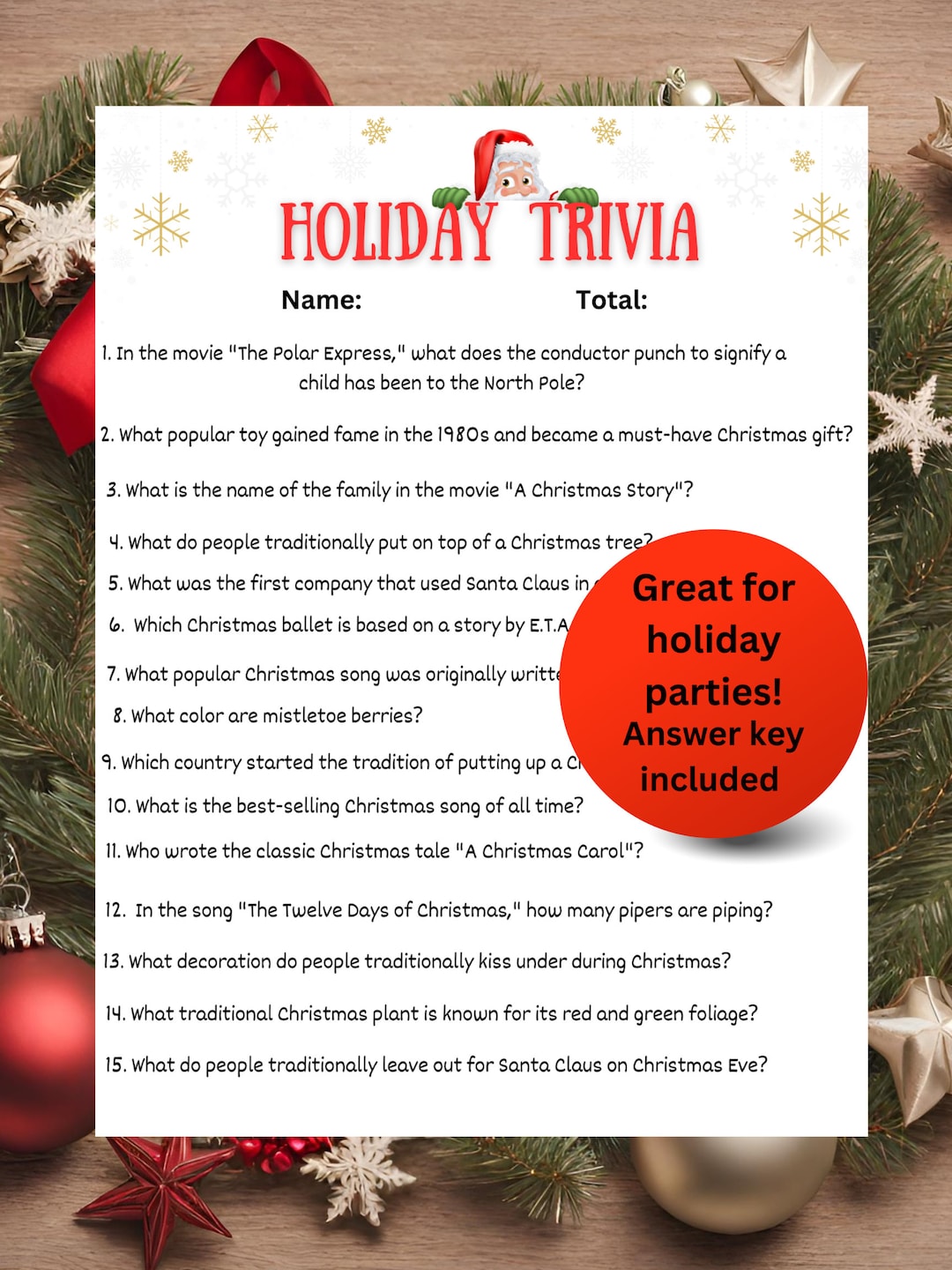 Christmas Trivia Game, Christmas Party Games, Fun Christmas Printable ...