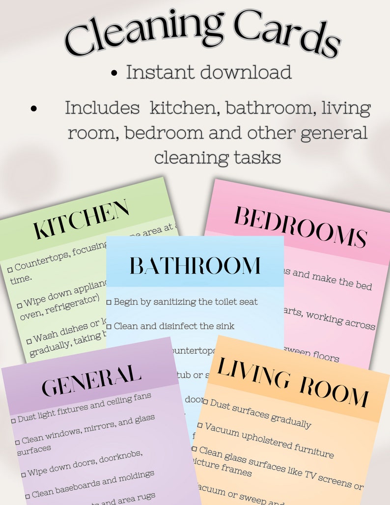 Cleaning Checklist, Cleaning Schedule, Printable Cleaning Checklist by ...