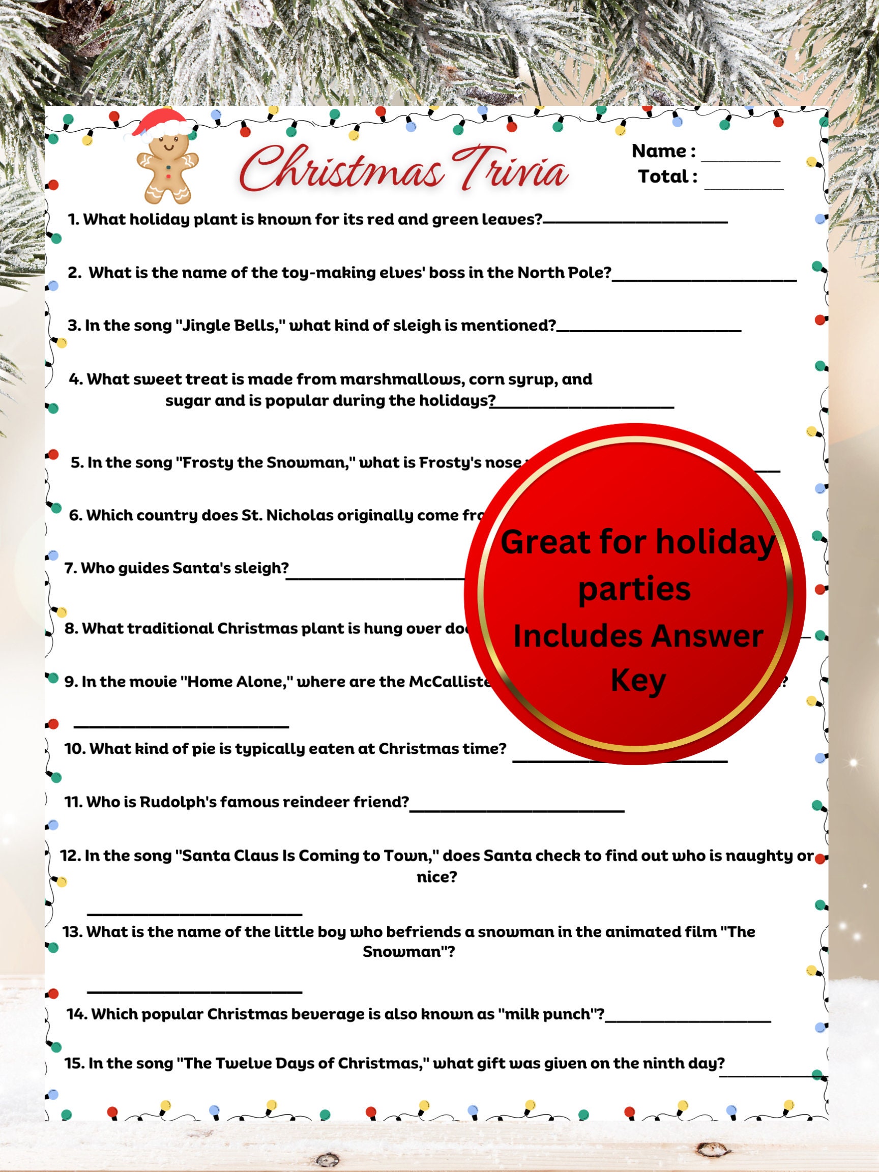 Christmas Trivia Game, Christmas Party Games, Fun Christmas Printable ...