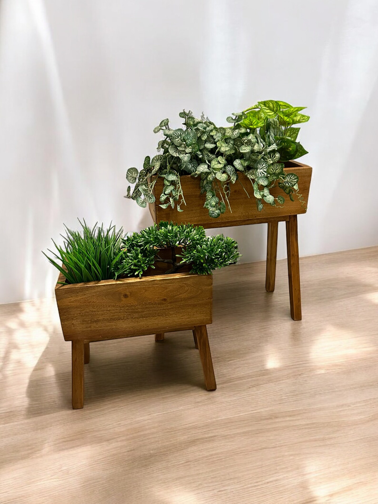 Rustic Flower Stand Set Teak Wood - Etsy