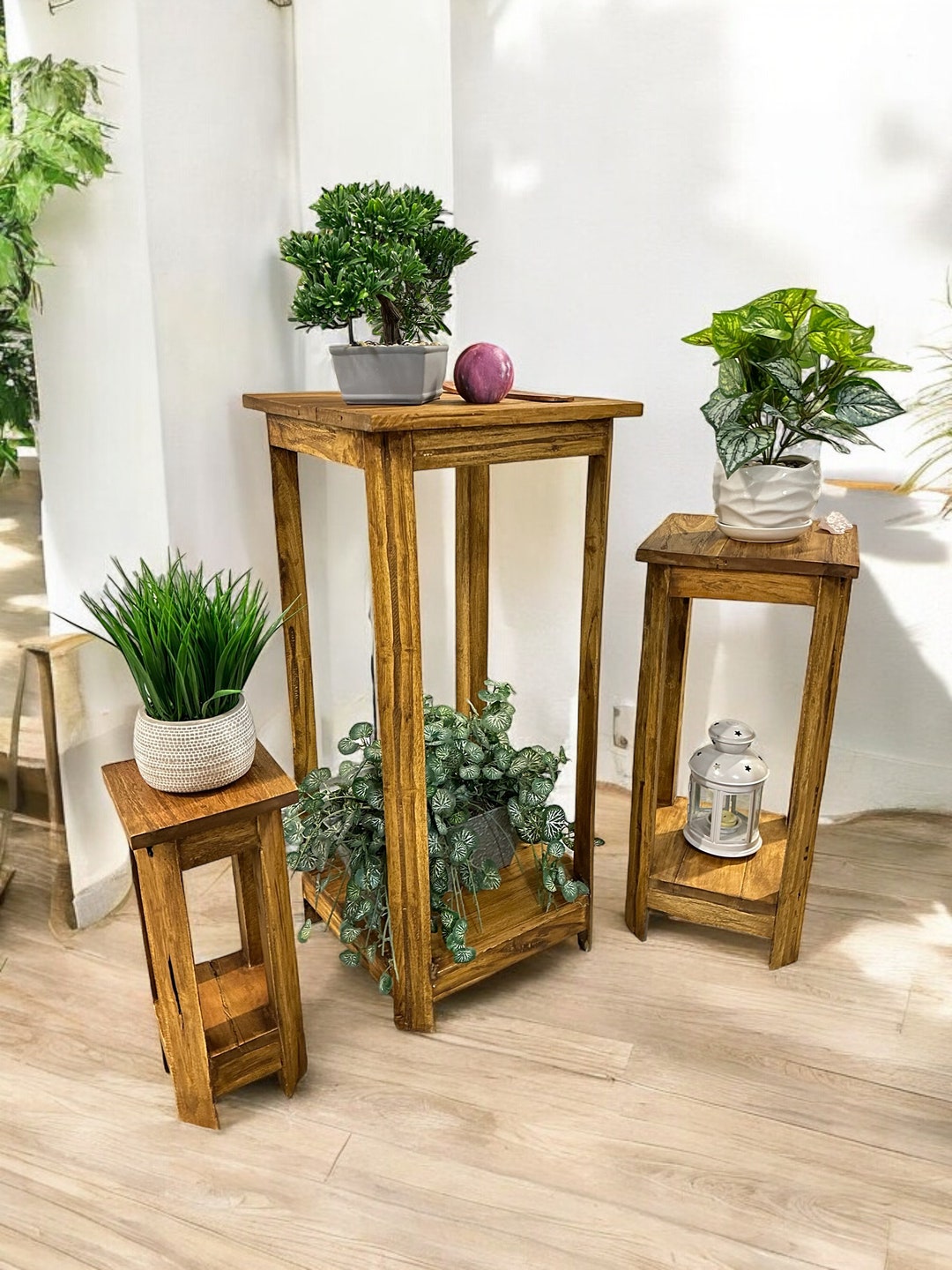 Cult of Wood® Rustic Flower Stand Set of 3pcs Asian / Bali Style - Etsy