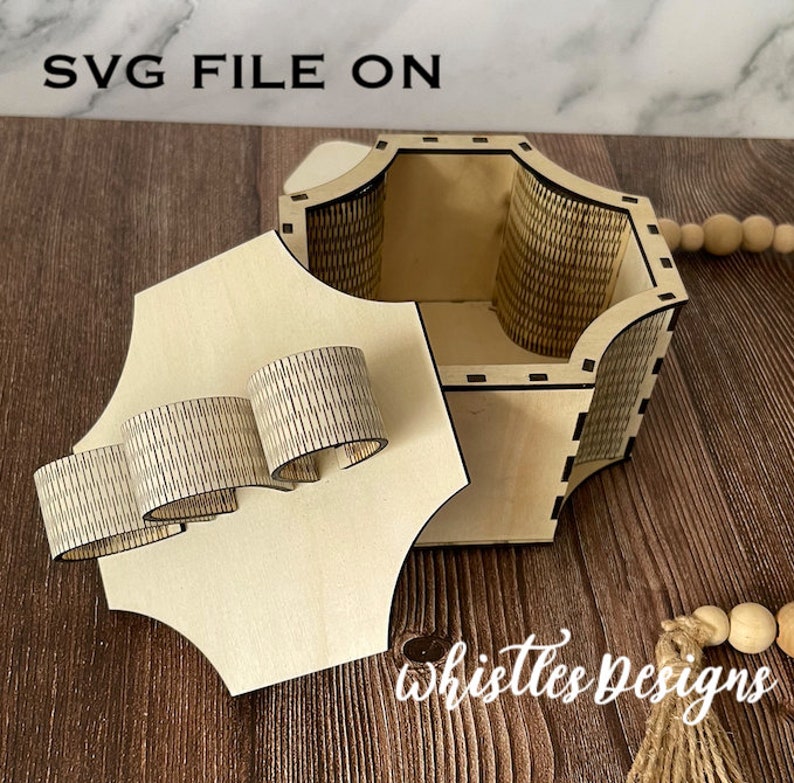 Octagon Living Hinge Corner Box With Bow - 3 in X 5 in SVG - Etsy