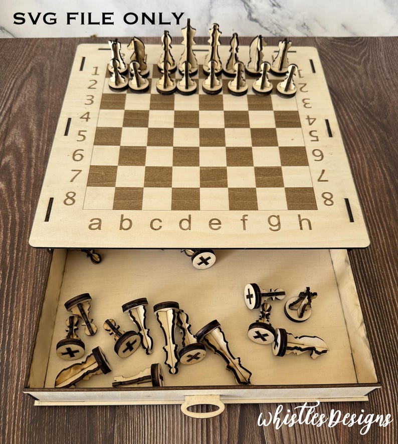 Chess Board With Drawer for Chess Pieces - Digital File Only - Etsy