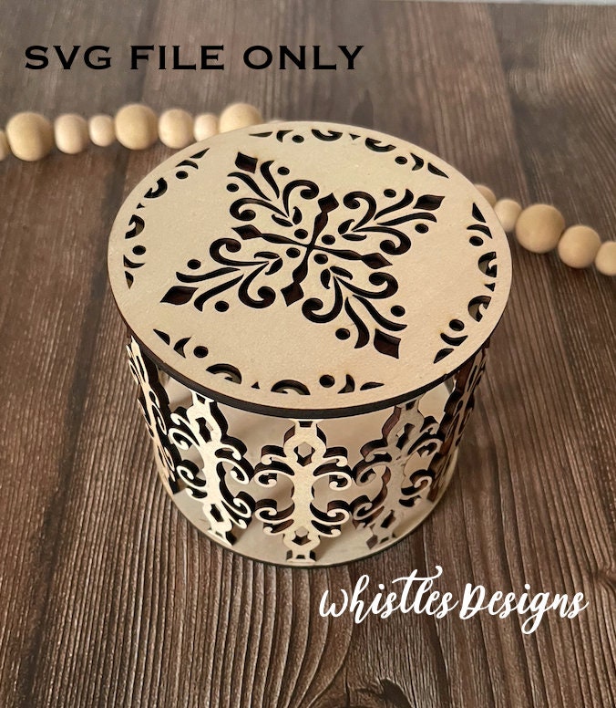 Elegant Spindle Round Box - 3 in SVG - Etsy