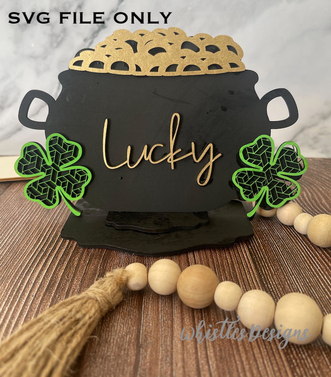 Lucky Pot of Gold Standing SVG St Patrick's Day Decoration - Etsy
