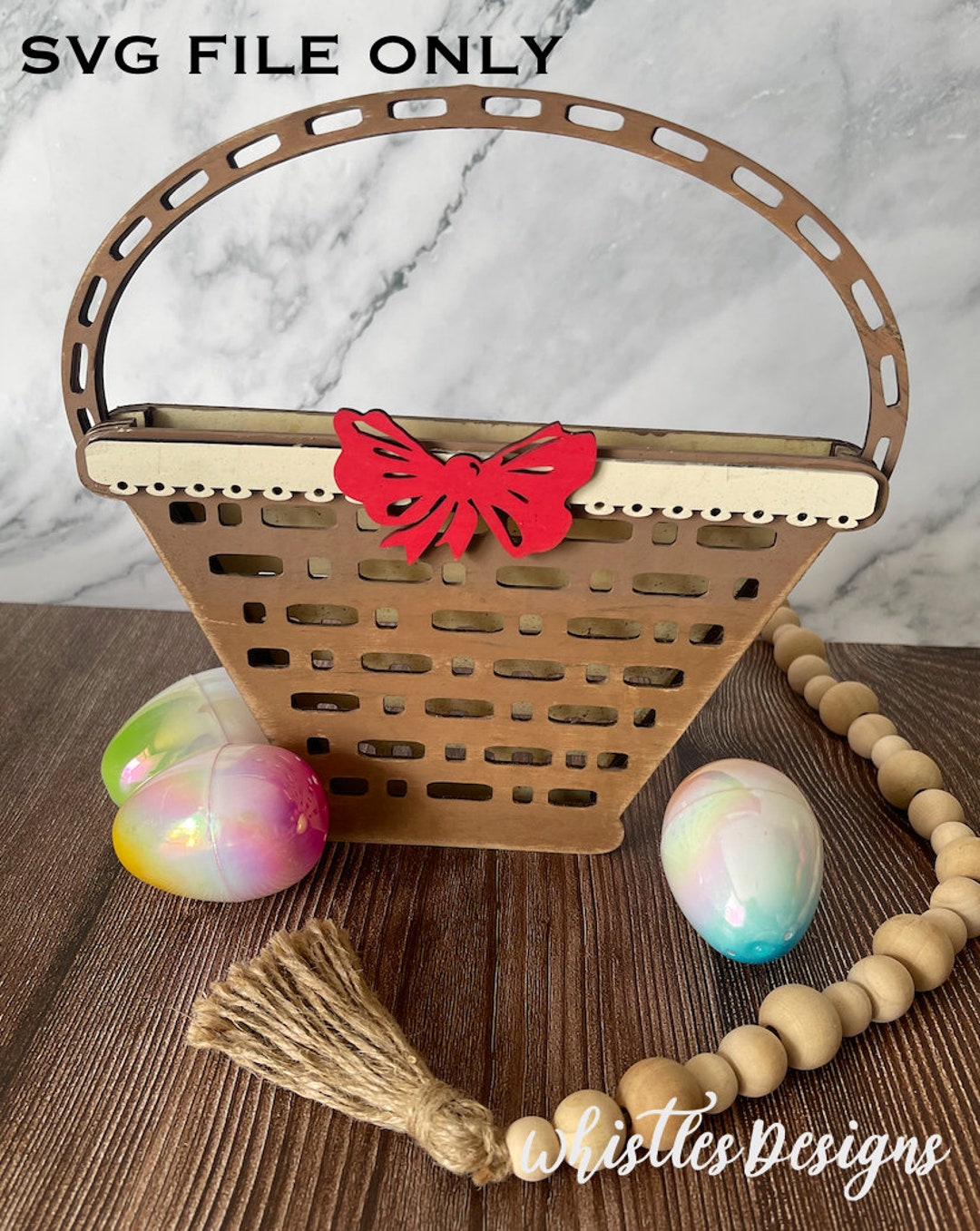 3D Easter Basket With Bow SVG - Etsy
