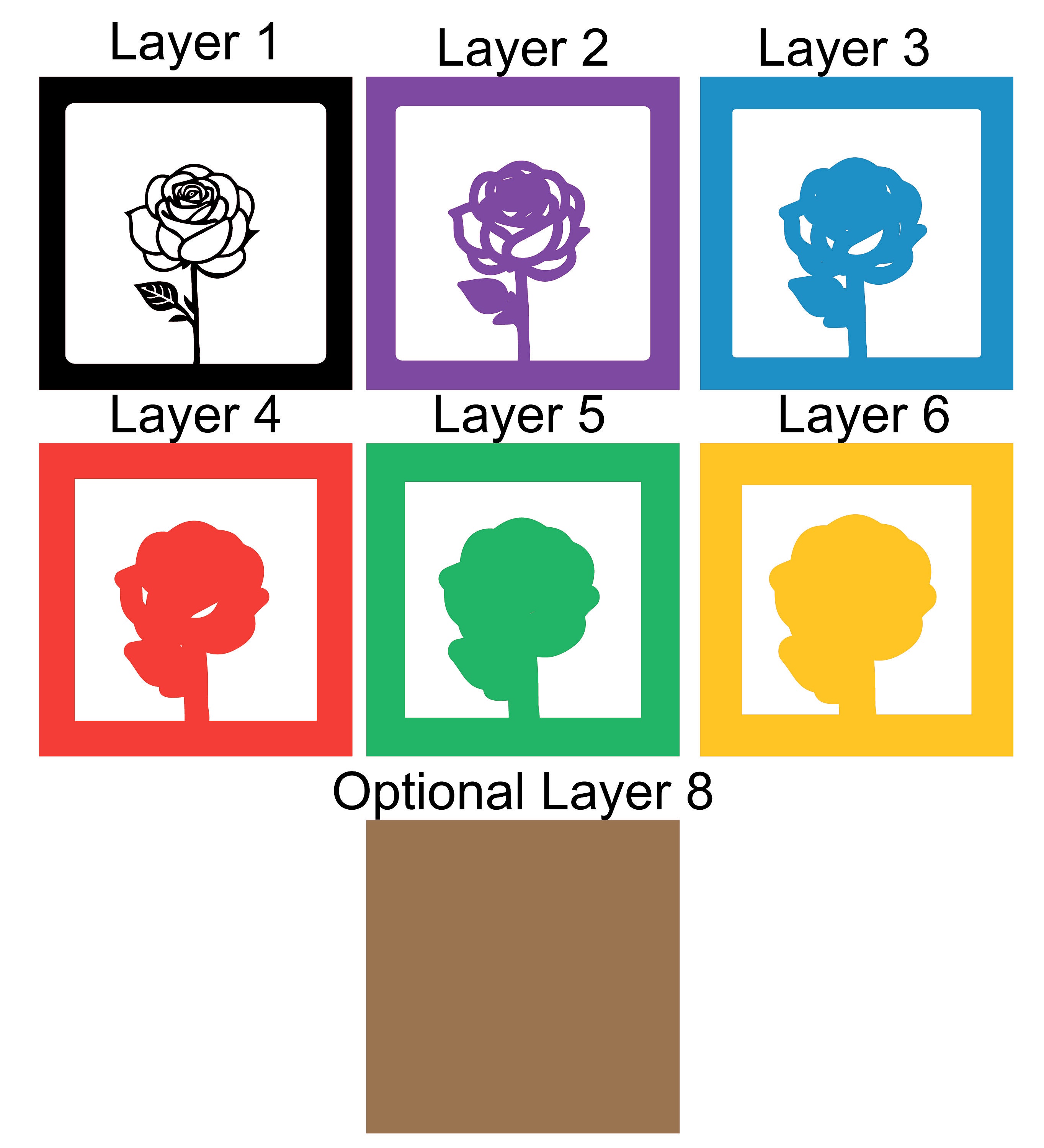 Rose Layered in a Frame SVG - Etsy