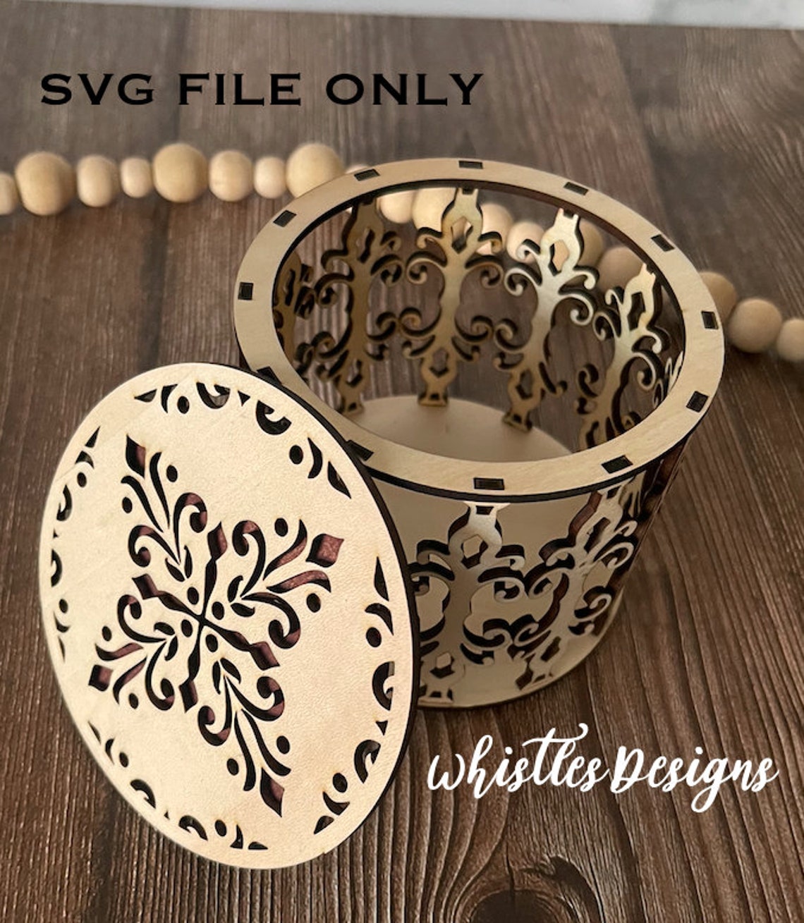 Elegant Spindle Round Box - 3 in SVG - Etsy