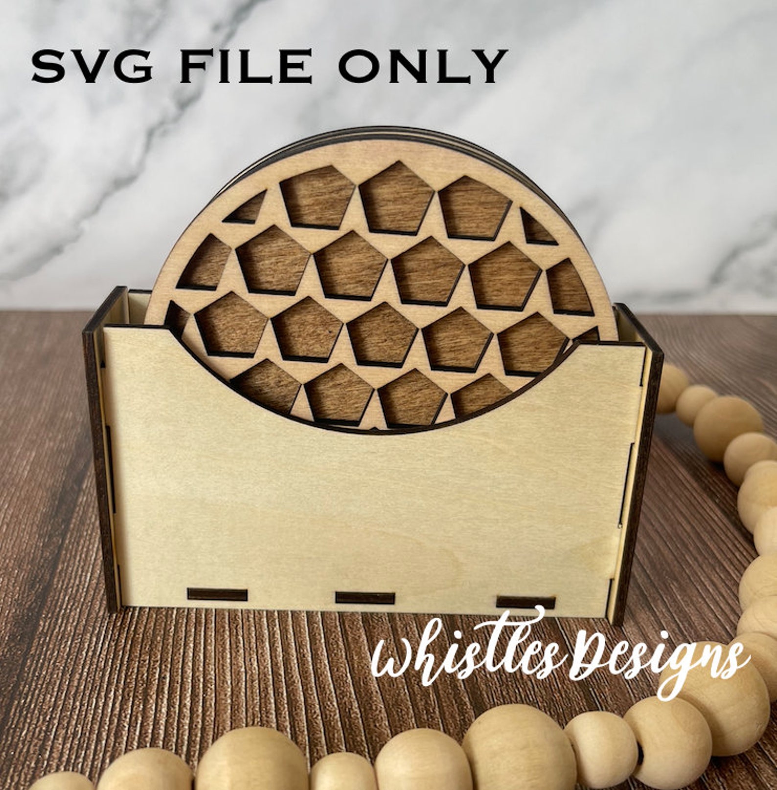 Hexagon Pattern Coasters With Holder for 6 Coaster SVG File - Etsy Canada