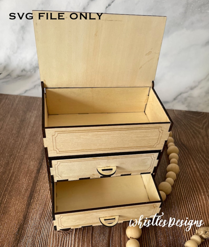 Laser Cut Jewelry Box SVG: 3x5 2-drawer Keepsake Box (digital Download ...