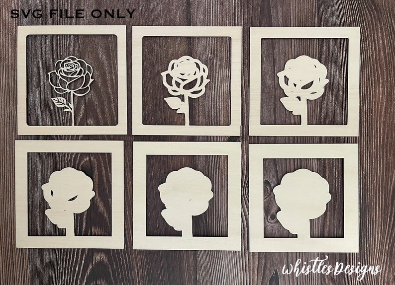 Rose Layered in a Frame SVG - Etsy