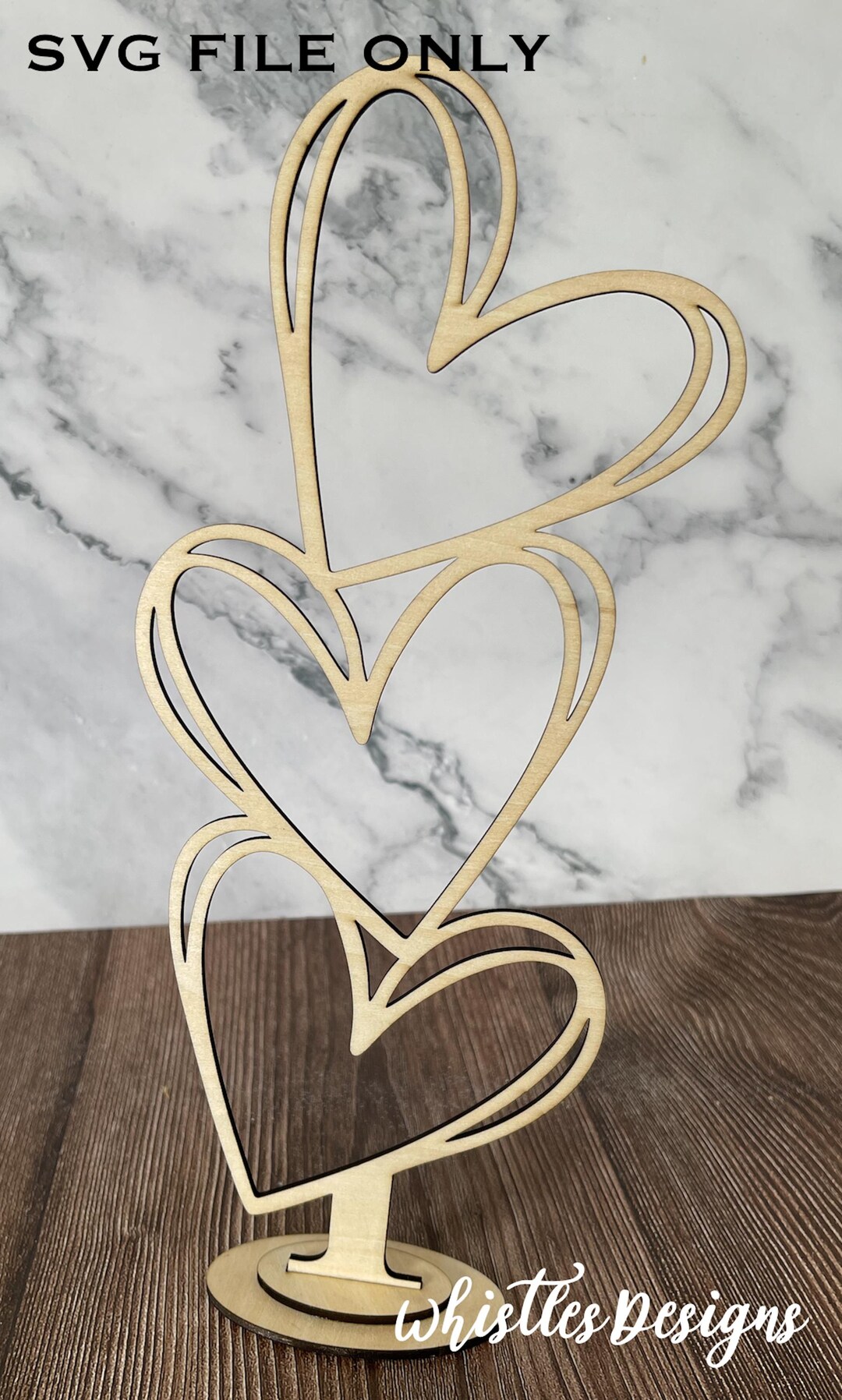 3 Standing Hearts SVG - Etsy