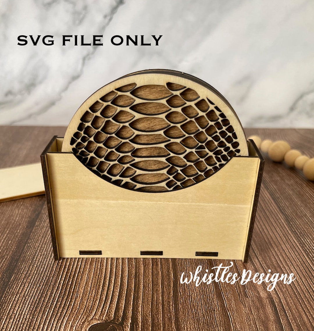 Snake Skin Pattern Coasters With Holder for 6 Coasters SVG File - Etsy